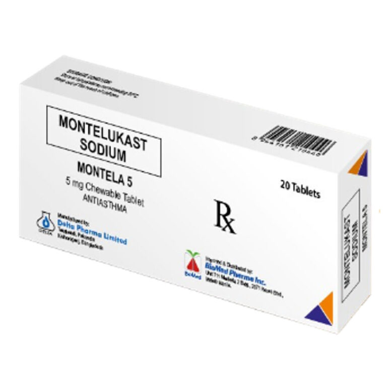 MONTELA 5 Chewable Tablet (Montelukast 5 mg), 20's - Biomed Pharma Inc