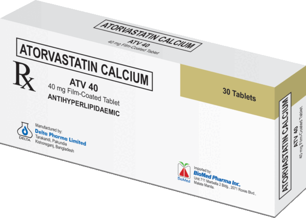 ATV 40 Tablet (Atorvastatin 40 mg), 30's - Biomed Pharma Inc